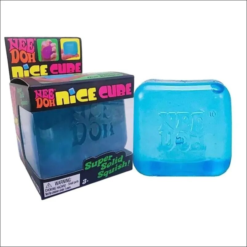 Игрушка-антистресс NeeDoh Nice Cube сенсорная, медленно возвращающаяся, для детей и взрослых, синий кубик, снимает тревожность