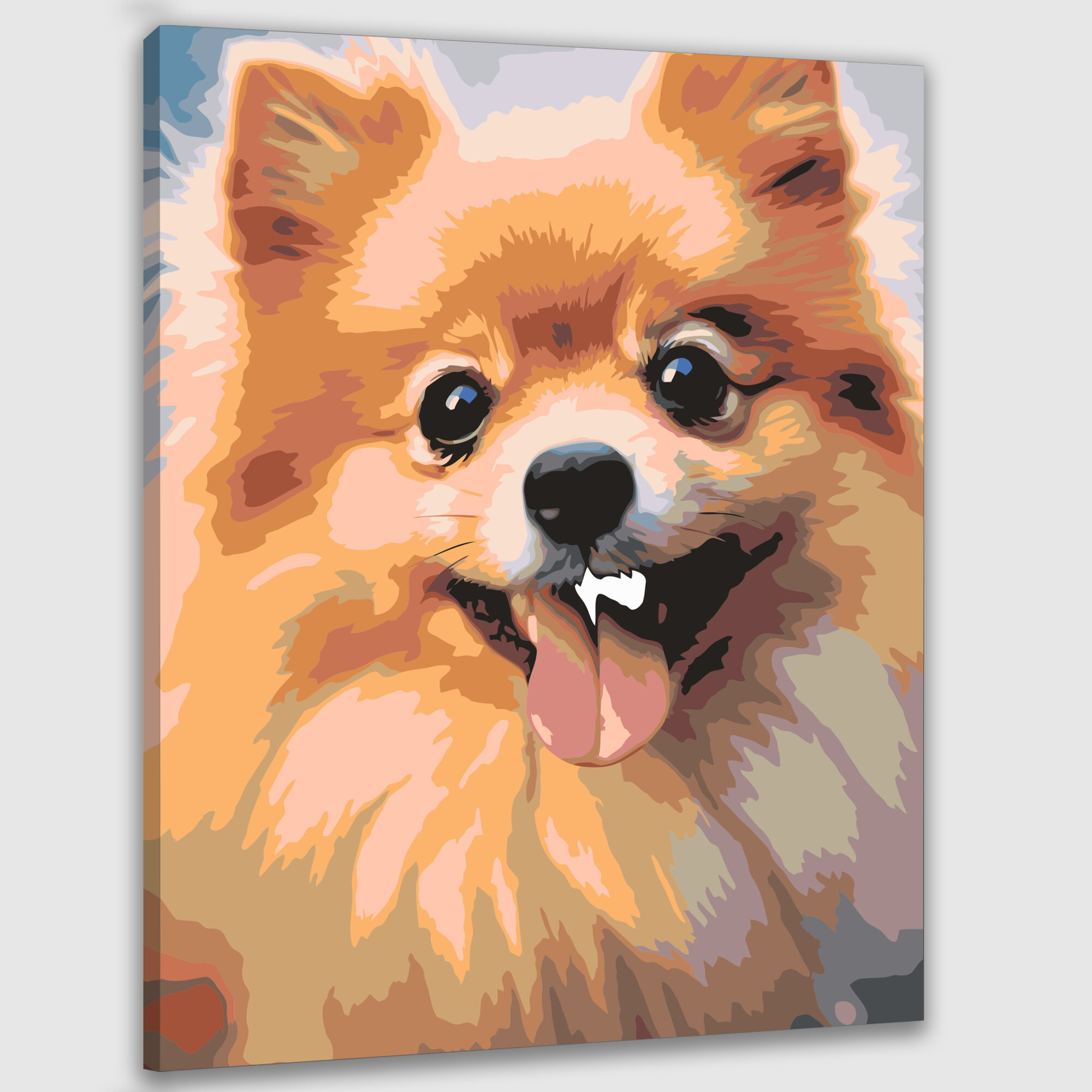 Картина по номерам 40x50 см, померанский шпиц, крупный план, пушистый ангел, четыре лапы, очаровательная мордочка