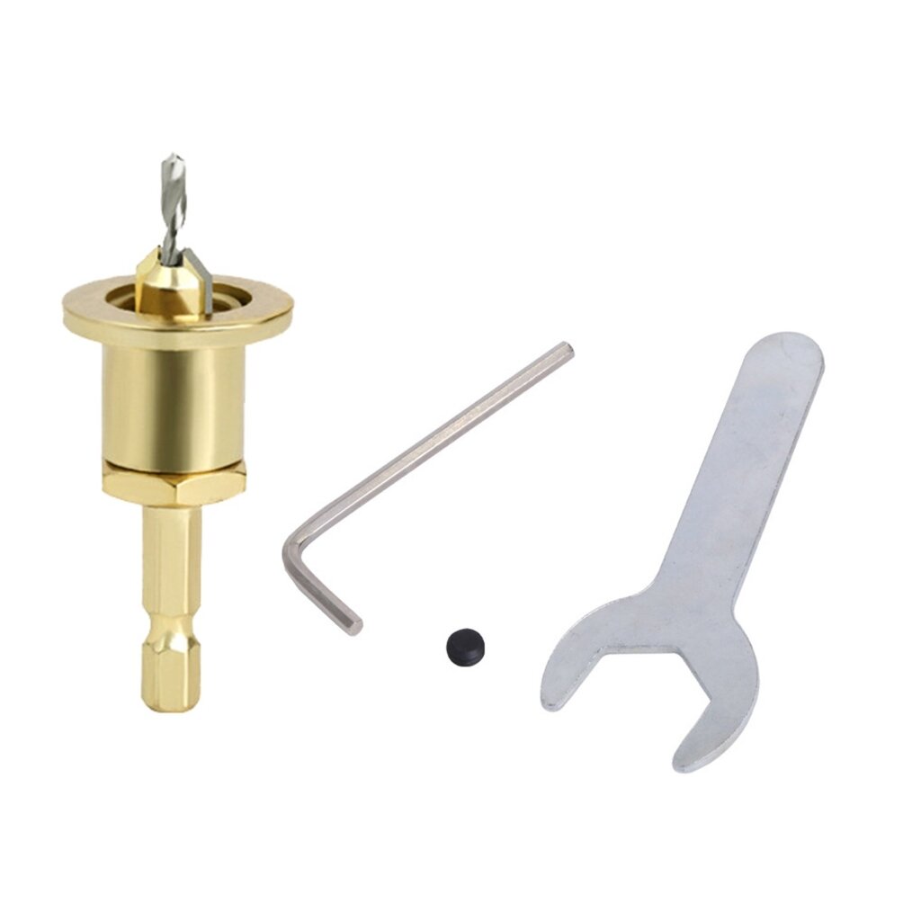 Зенковочное Сверло с Регулируемым Ограничителем Глубины с Шестигранным Хвостовиком 1/4 дюйма и Легкосплавной Головкой для Точного Инструмента для Деревообработки