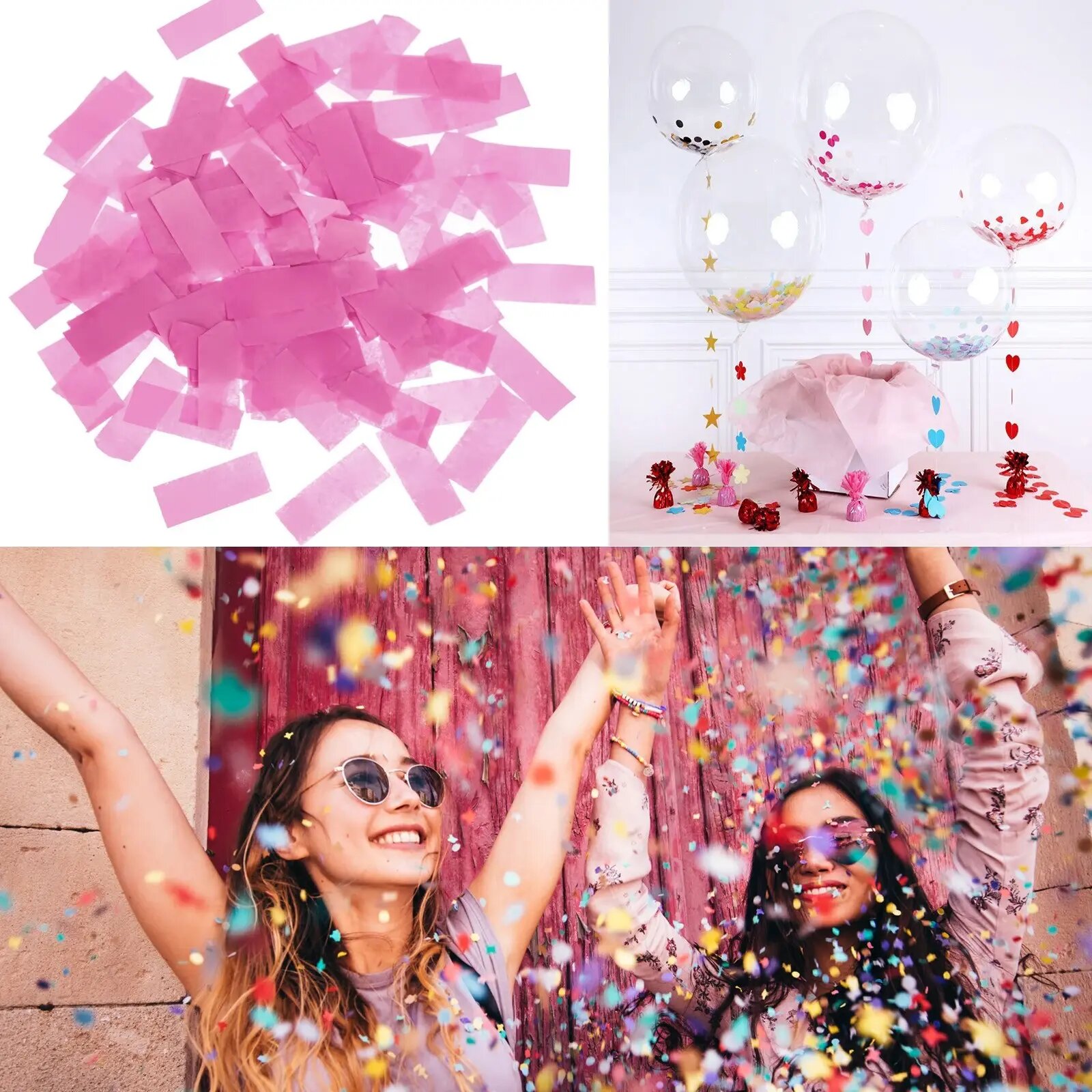 Конфетти бумажные розовые прямоугольники, 18 г, для праздников и декора