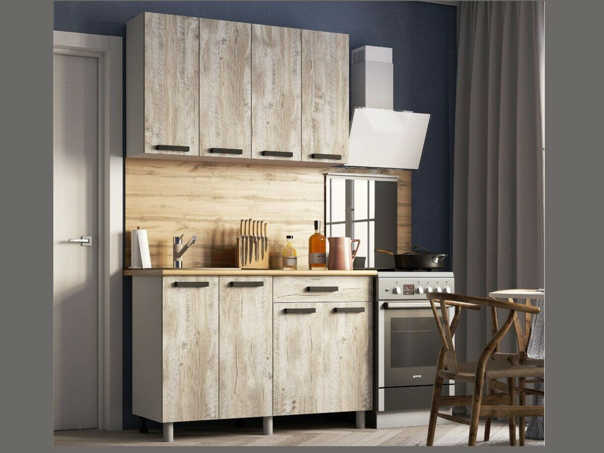 Кухонный гарнитур 1,2м для маленькой кухни, с фасадами ЛДСП, Дуб Юкон