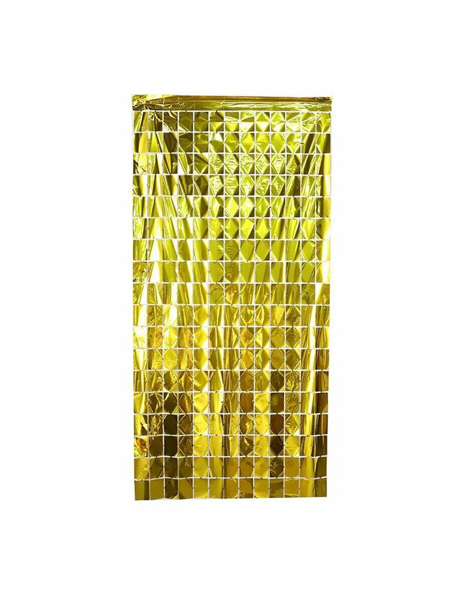Занавес "Прямоугольная стена" Золото, 1*2 м, 1 шт. / Веселый праздник