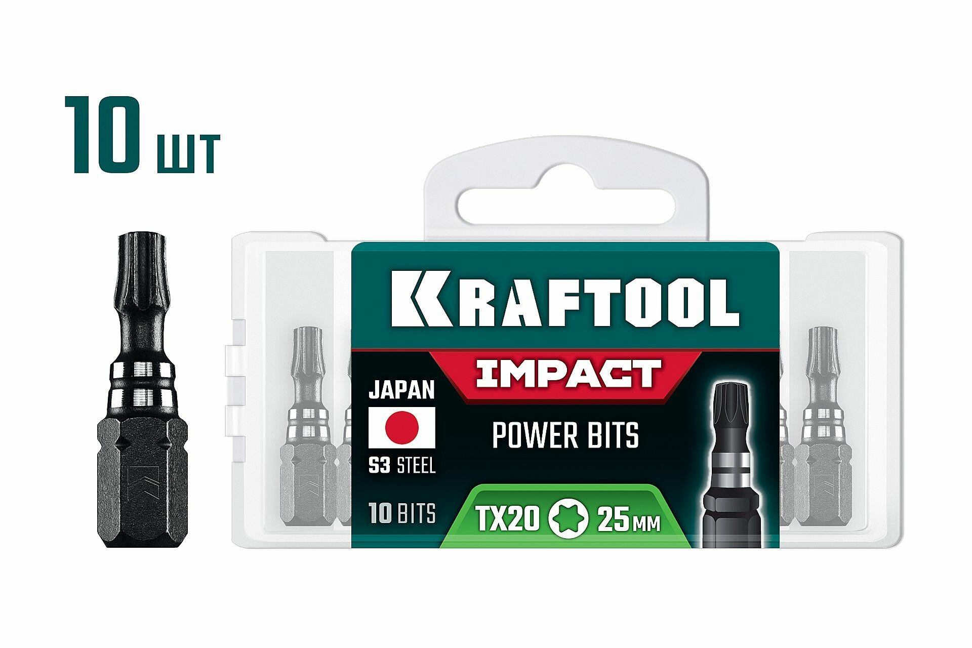 Биты ударные Impact TX 20 KRAFTOOL, 25 мм, 10 штук 26195-20-25-S10