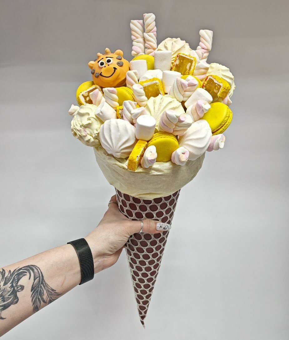 Зефирный рожок / Букет из зефира мороженное. Детский букет из сладостей