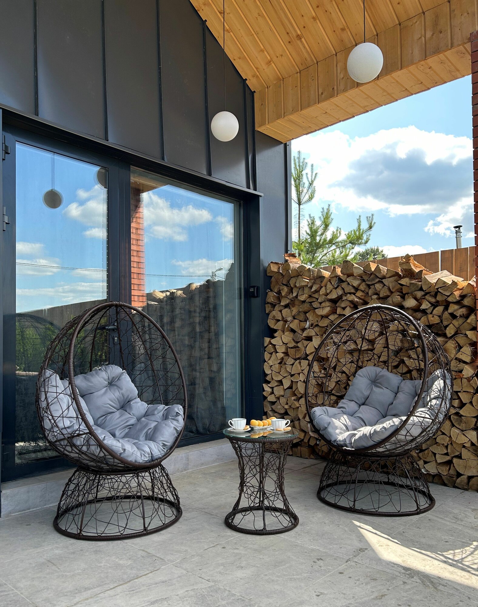 Набор садовый ореон коричневый 2 кресла, столик, 2 подушки (светло-серый, полиэстер)