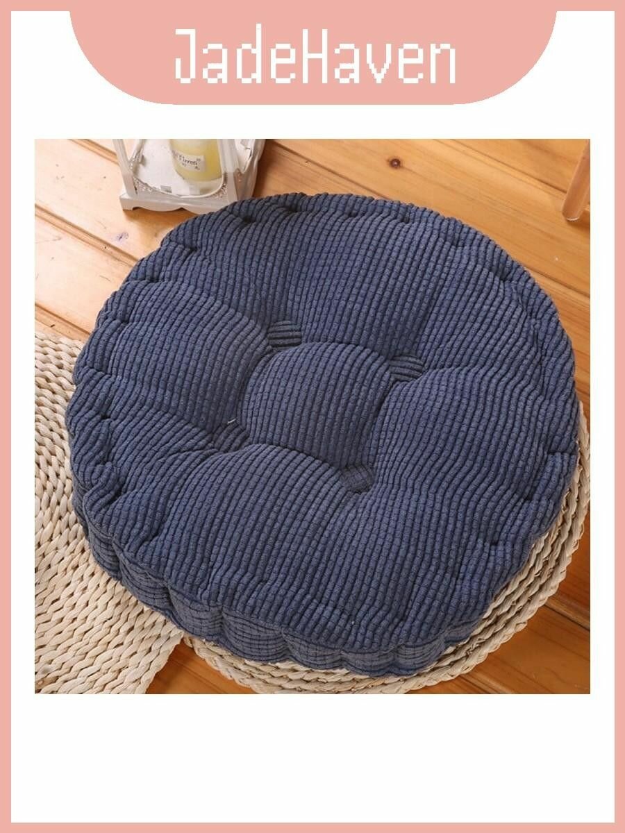 Элегантная круглая подушка из вельвета для односпального дивана и шезлонга, деним синий - 48*48 см / 19*19 дюймов