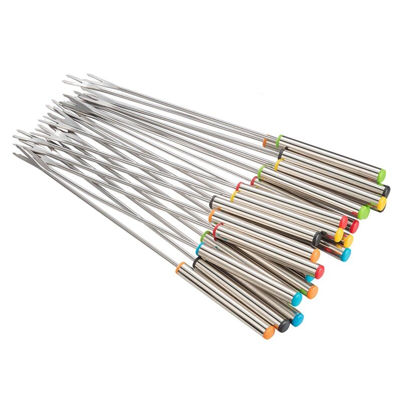 Вилки для фондю из нержавеющей стали с термостойкой ручкой для сыра, шоколада, фондю, жареного зефира и мяса, 9,5 дюймов (24 шт. в упаковке)