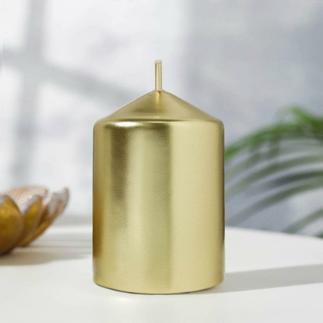 Свеча Дарим Красиво "Столбик", цвет золотой, ширина 5,5 см, высота 8 см