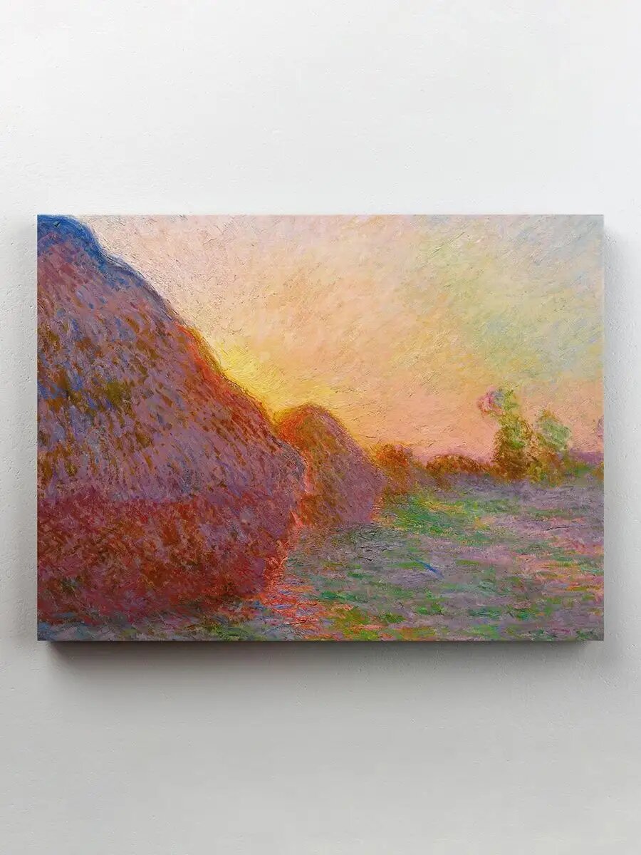 Интерьерная картина на холсте, репродукция "Стога сена - Клод Моне" размер 40x30 см