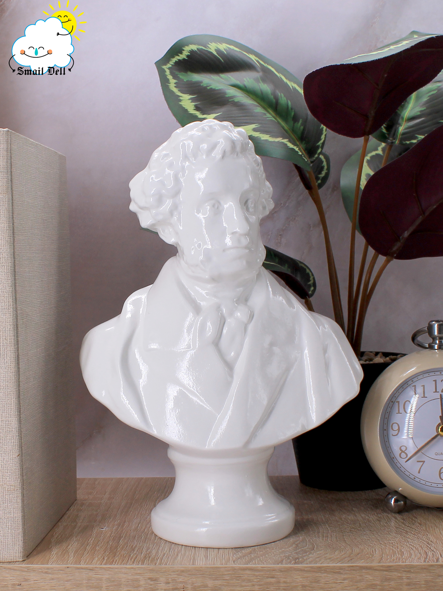 Статуэтка бюст А. С. Пушкин большой , 22 см , гипс , цвет белый глянец