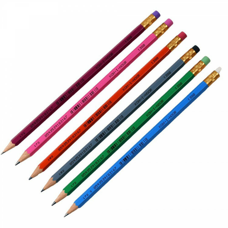 Карандаш чернографитный KOH-I-NOOR с ластиком ASTRA арт.1380/2. Количество в наборе 12 шт.