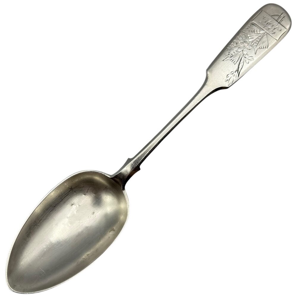 Ложка столовая "Цветы", 21 см, серебро 0.84, 1893-1897 гг. Генрих Блютенклеппер, Российская империя