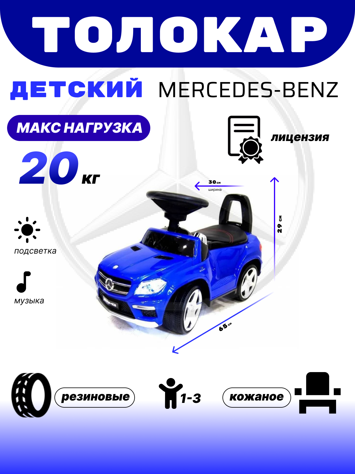 Толокар Mercedes-Benz A888AA (лицензионная модель) синий