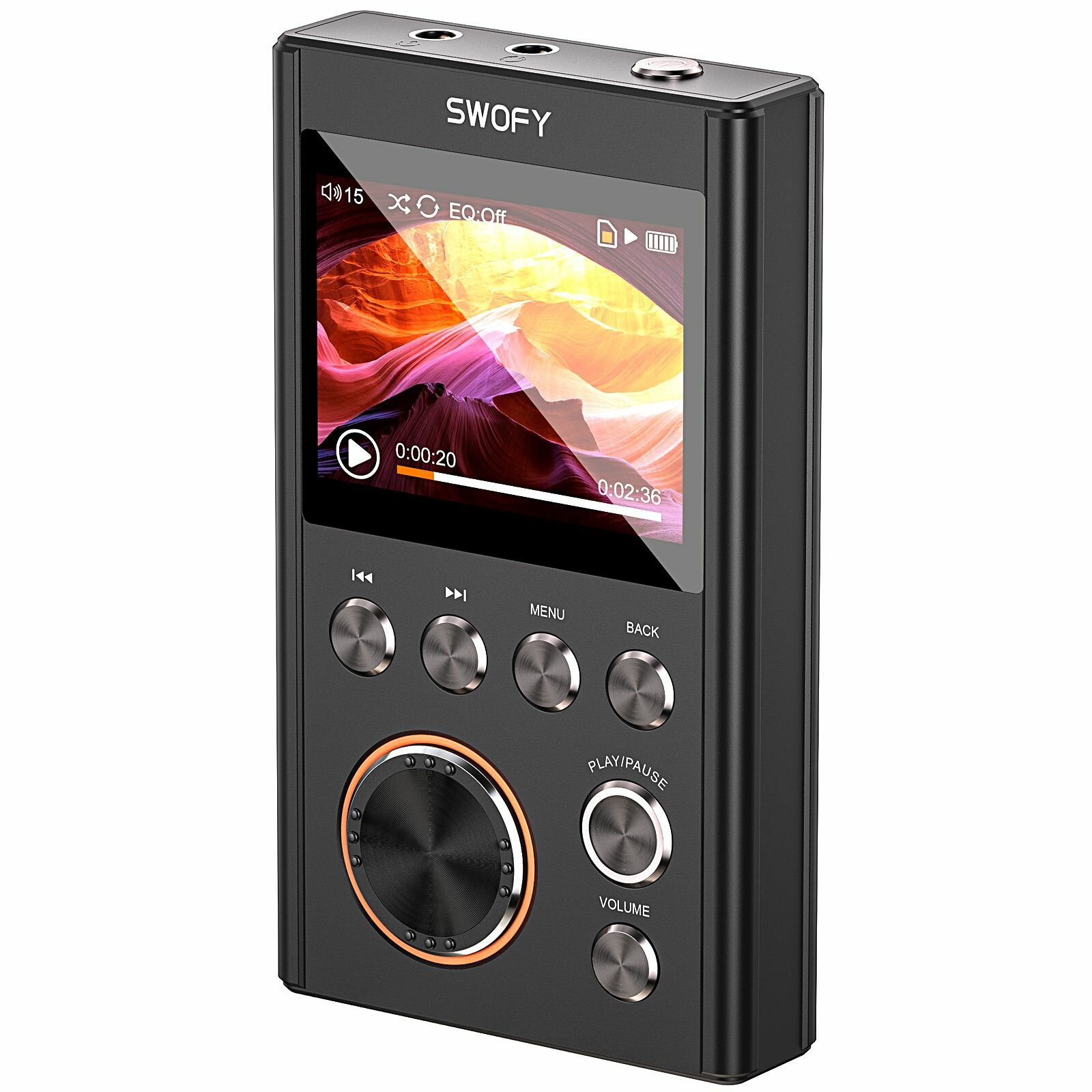 Мр3 плеер Высококачественный SWOFY X60 64 Гб 2 дюймовый HiFi с картой памяти/ поддержка до 256 Гб, черно-серый