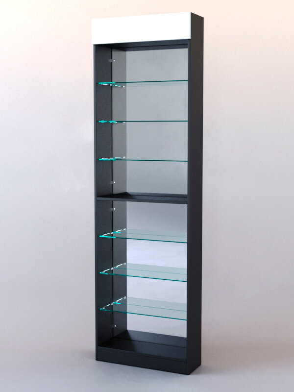 Стеллаж "шалость" №2-2-600 (задняя стенка зеркало), Черный + Белый