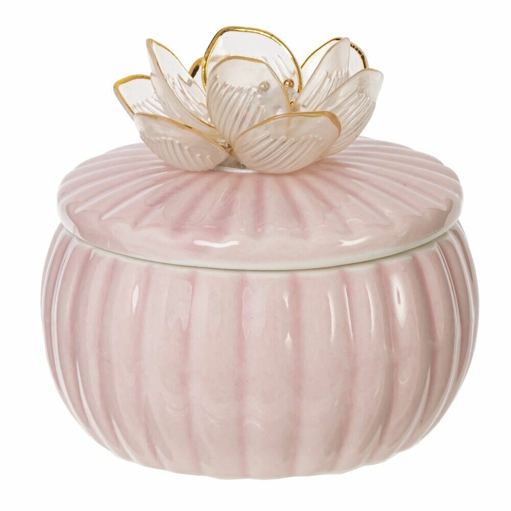 Шкатулка для украшений фарфоровая со съемной крышкой "Нежный цветок", 7х7х7 см