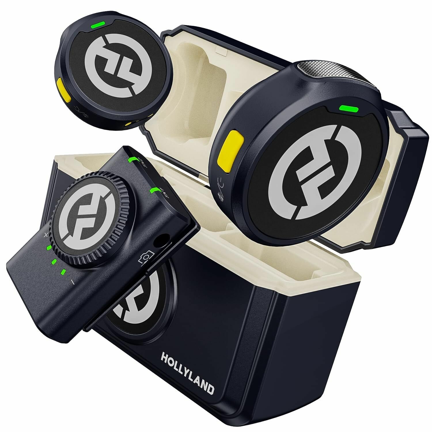 Беспроводной петличный микрофон Hollyland Lark M2 для камер, 48 кГц, 24 бит, радиус действия 1000 футов, шумоподавление, батарея на 30 часов, для записи видео, потоковой передачи