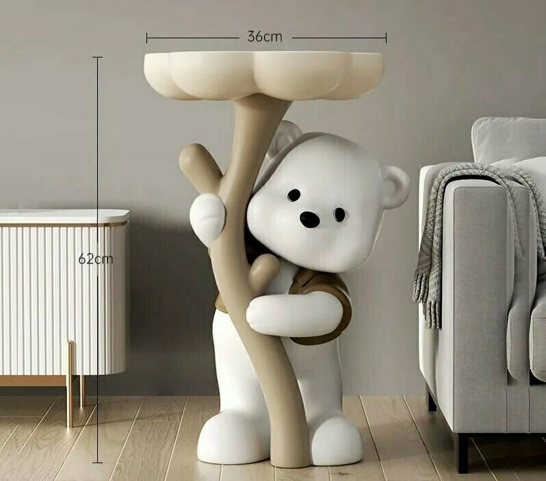 Журнальный стол Креативный приставной столик в форме медведя, милый напольный орнамент, 36х36х62 см