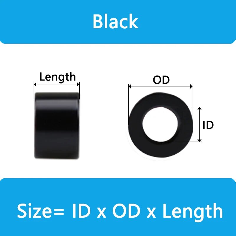 GooBetter Алюминиевые нерезьбовые втулки M2 M2.5 10 шт. Black, 2.6x5x2mm