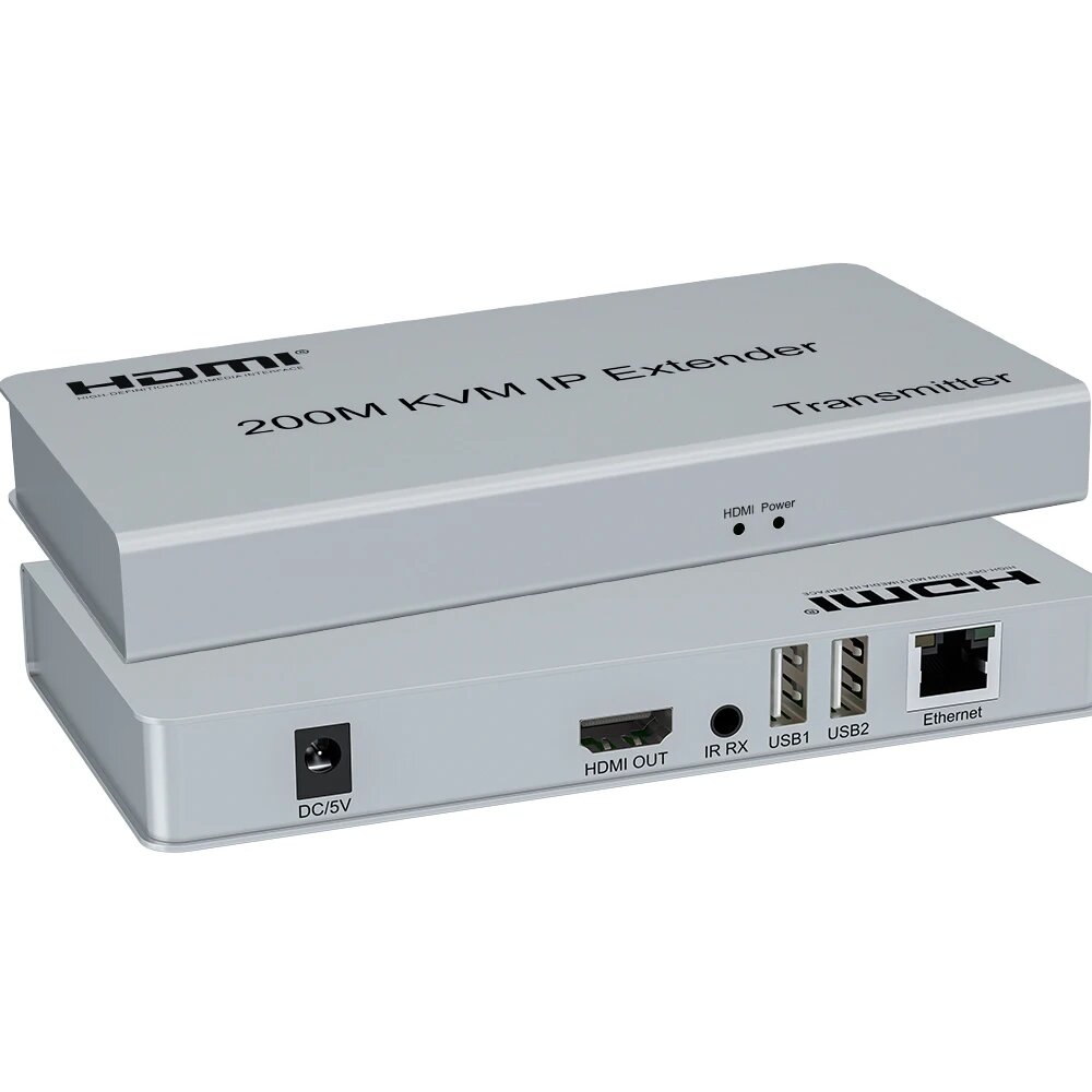 HDMI KVM-удлинитель до 200 m по интернет LAN кабелю cat6, TX and RX, With EU Plug