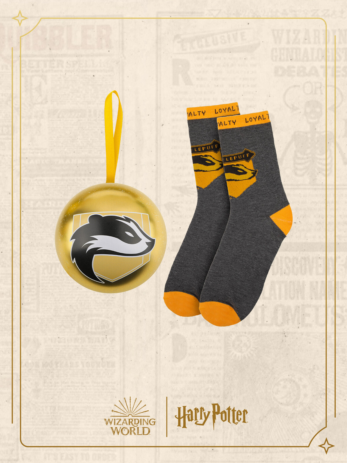 Новогодний подарок Cinereplicas: Гарри Поттер Пуффендуй (шар с носками)