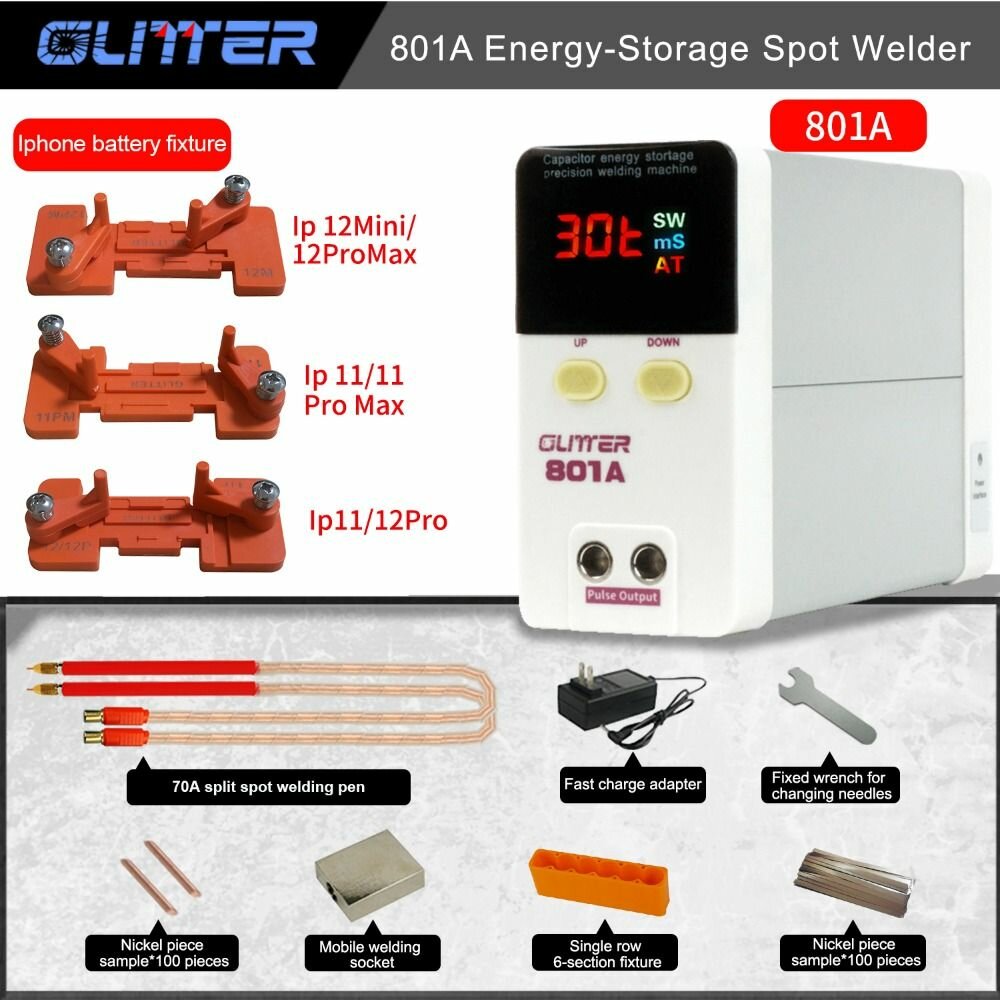 Мини-сварочный аппарат GLITTER 801A, 10.6 кВт, для аккумуляторов 18650, энергосберегающий
