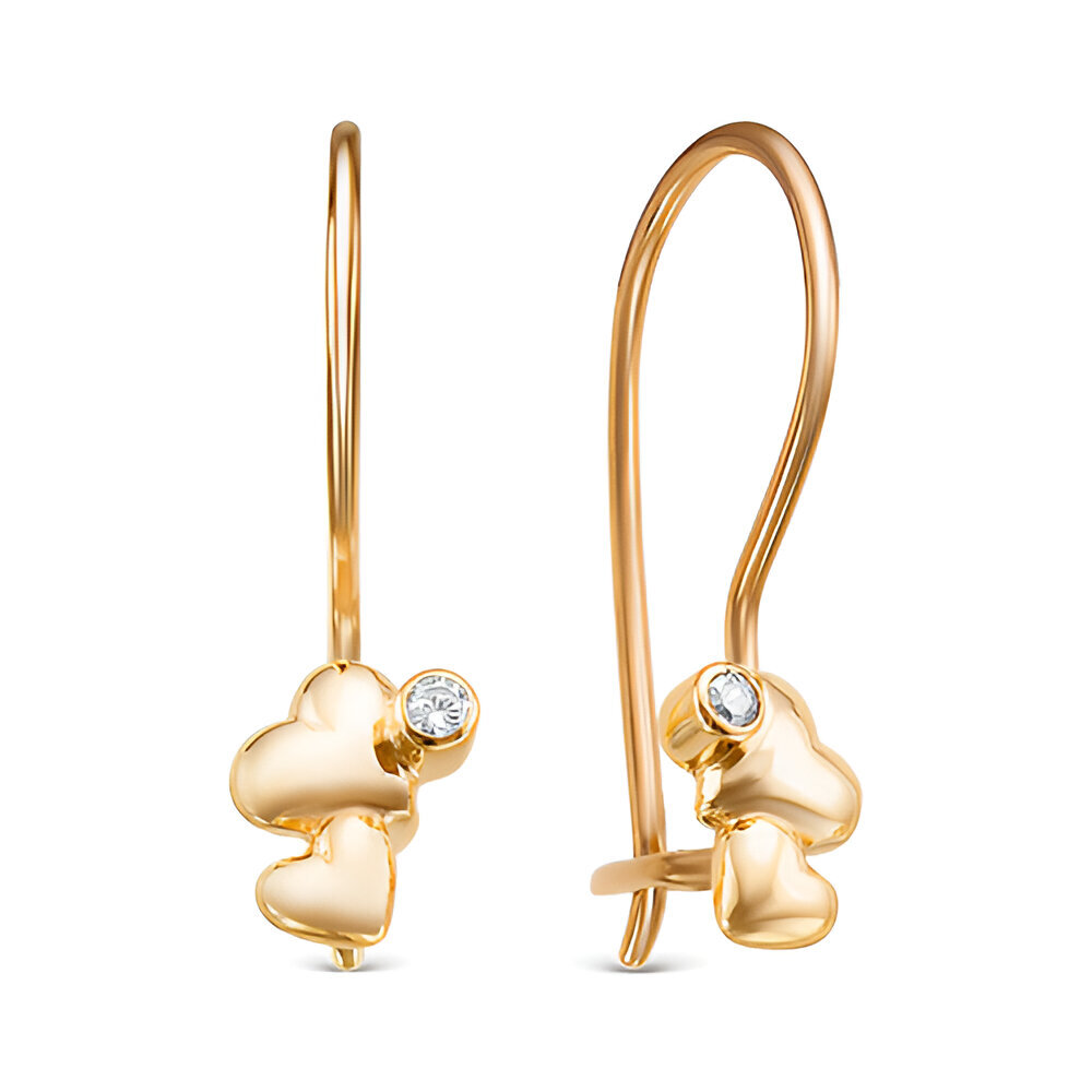 Серьги, красное золото, 585 проба, фианит