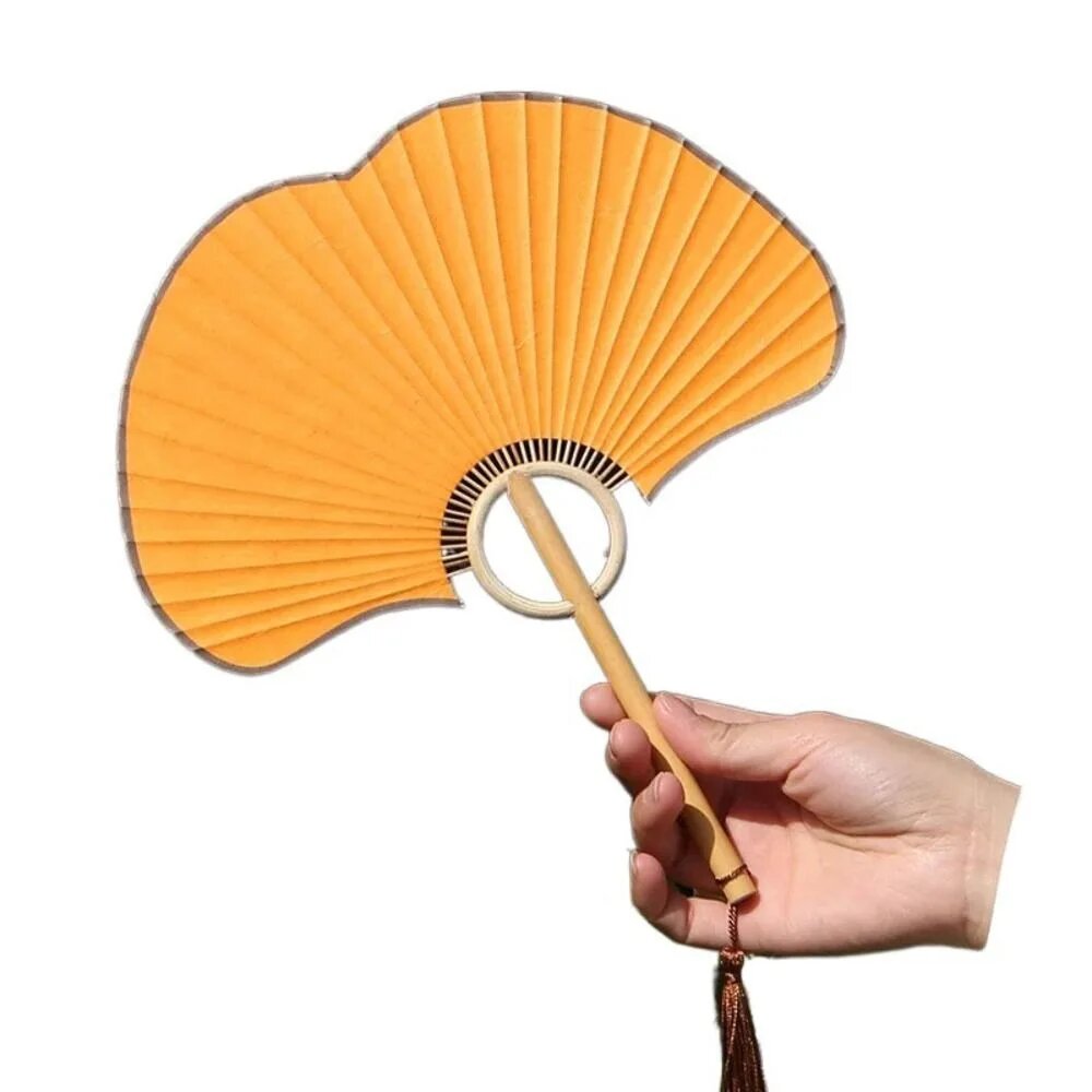 Круглый веер Гинкго из рисовой бумаги
