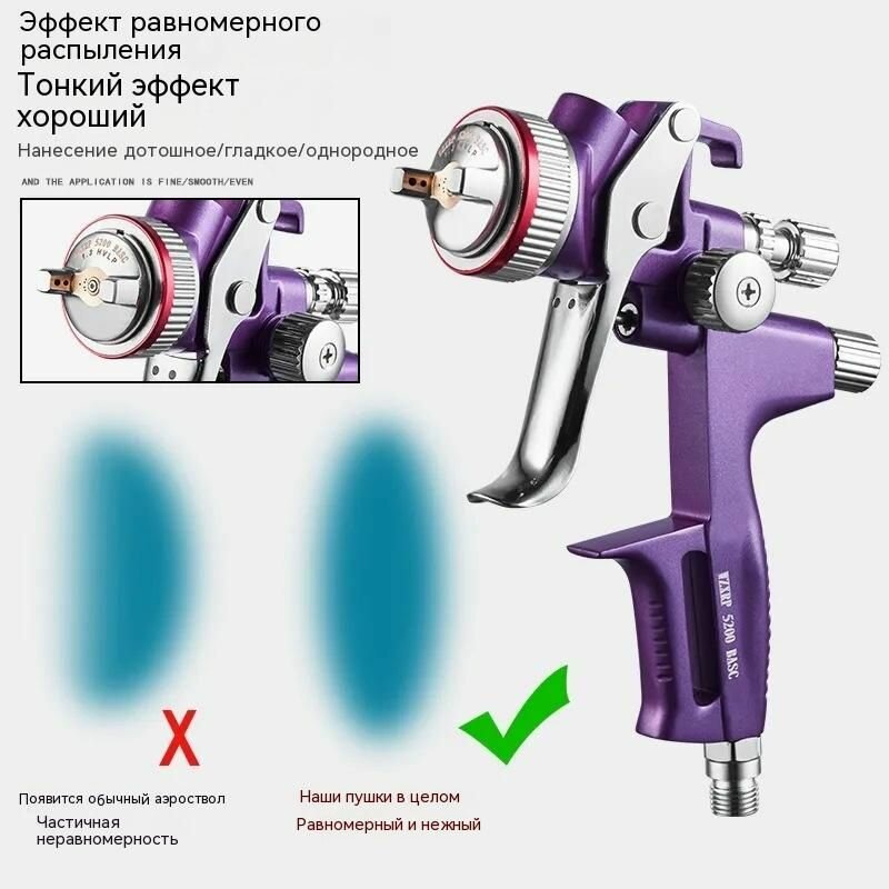 Краскораспылитель HVLP 1,3 мм с чашкой 600 мл для покраски автомобилей, мебели и металла