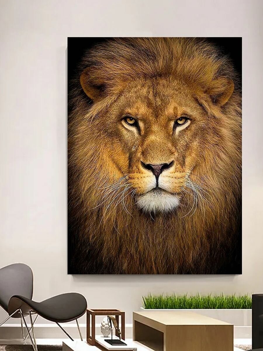 Картина со львами, Благородство царя зверей из коллекции "Лев", 50х70 см.