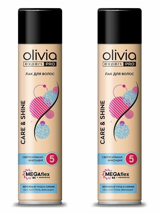 OLIVIA Лак для волос Expert PRO, Care&shine, сверхсильная фиксация, 300 мл, 2 шт