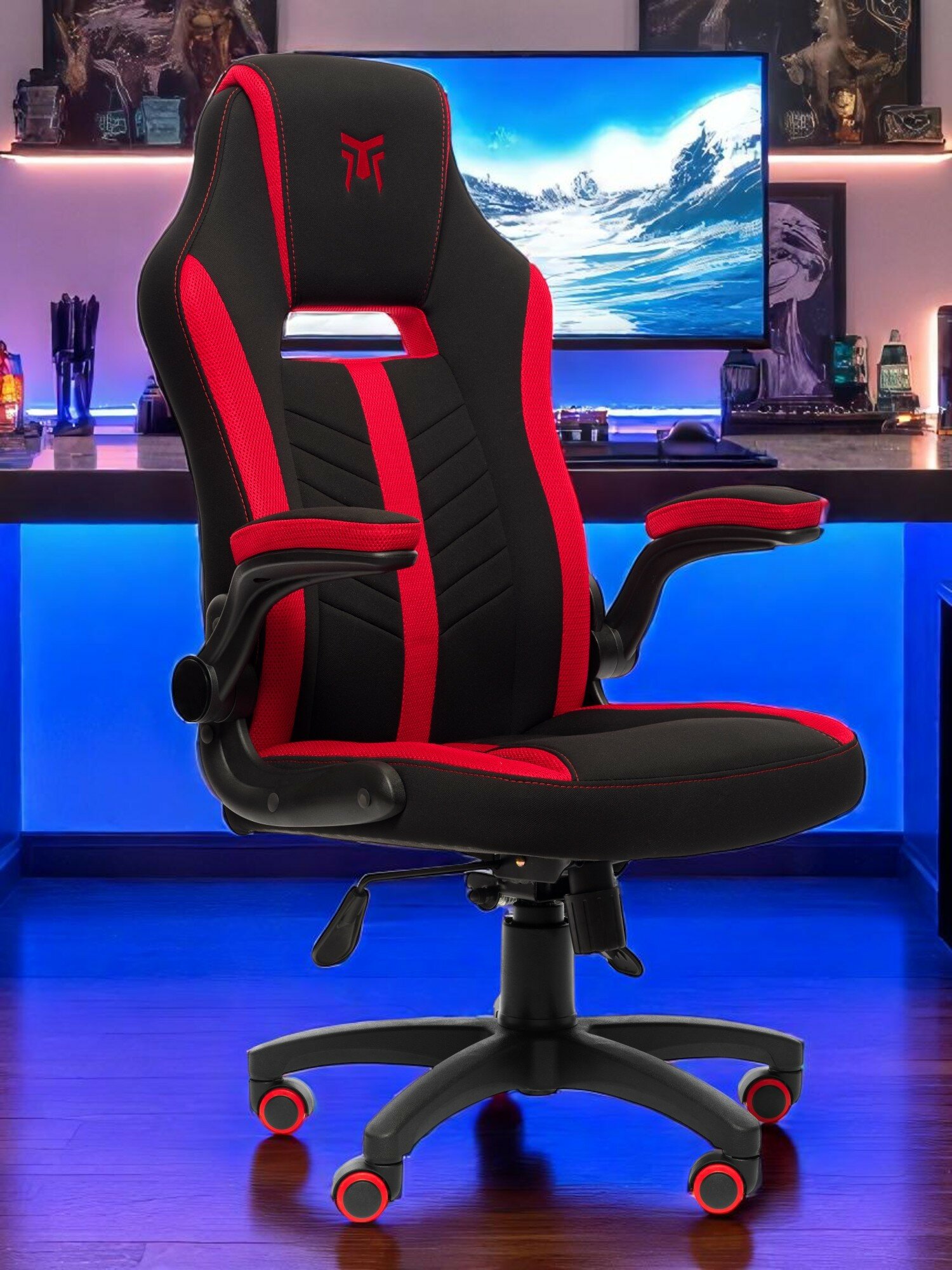 Игровое кресло The World of Comfort VIKING, текстиль, черно-красный