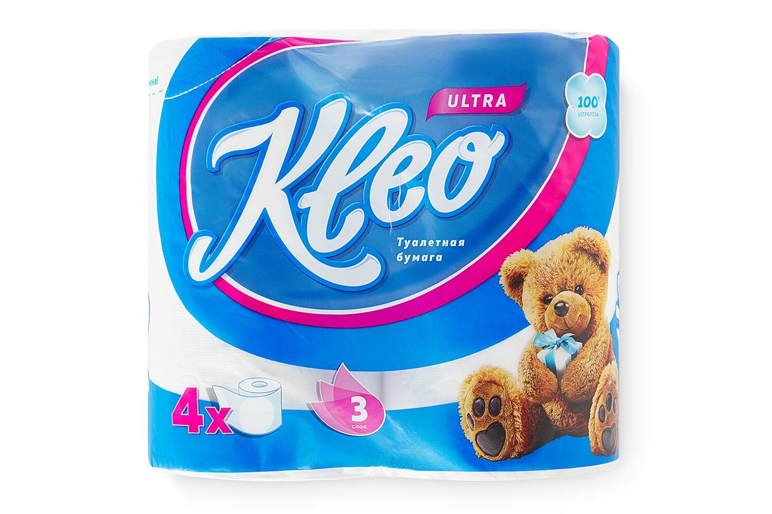 Kleo 3-слойная туалетная бумага 4 шт в упаковке, мягкость, прочность и экономичный расход