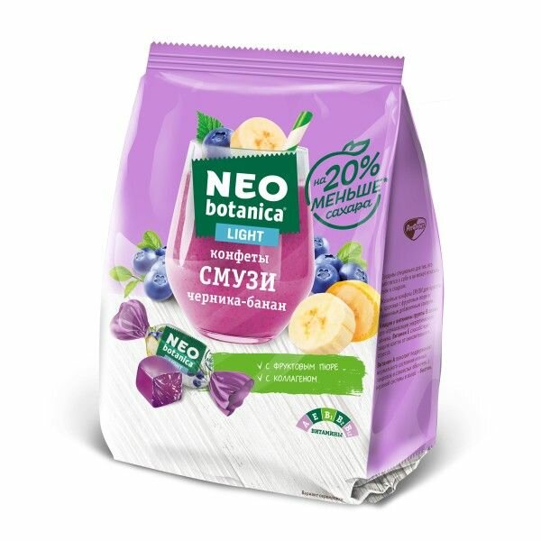 Конфеты Neo botanica Смузи Light черника-банан 150г 3шт