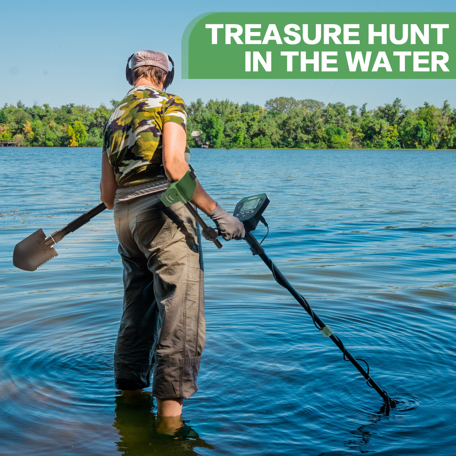 Металлоискатель с ЖК-дисплеем, 4 режима, катушка 10in, для золота/монет, лопата