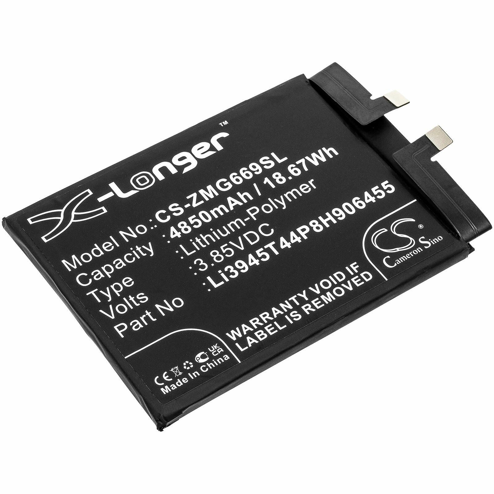 CS-ZMG669SL Категория Мобильный телефон, смартфон батарея Подходит для бренда ZTE Подходит модель Nubia Red Magic 6, NX669J 4850mAh / 18.67WhmAh 3.85V