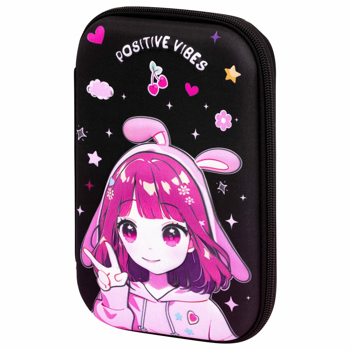 Пенал школьный 1 отделение Юнландия "Anime sign", 1 откидная планка, карман, полиэстер/EVA, 22х15х5см (273194)