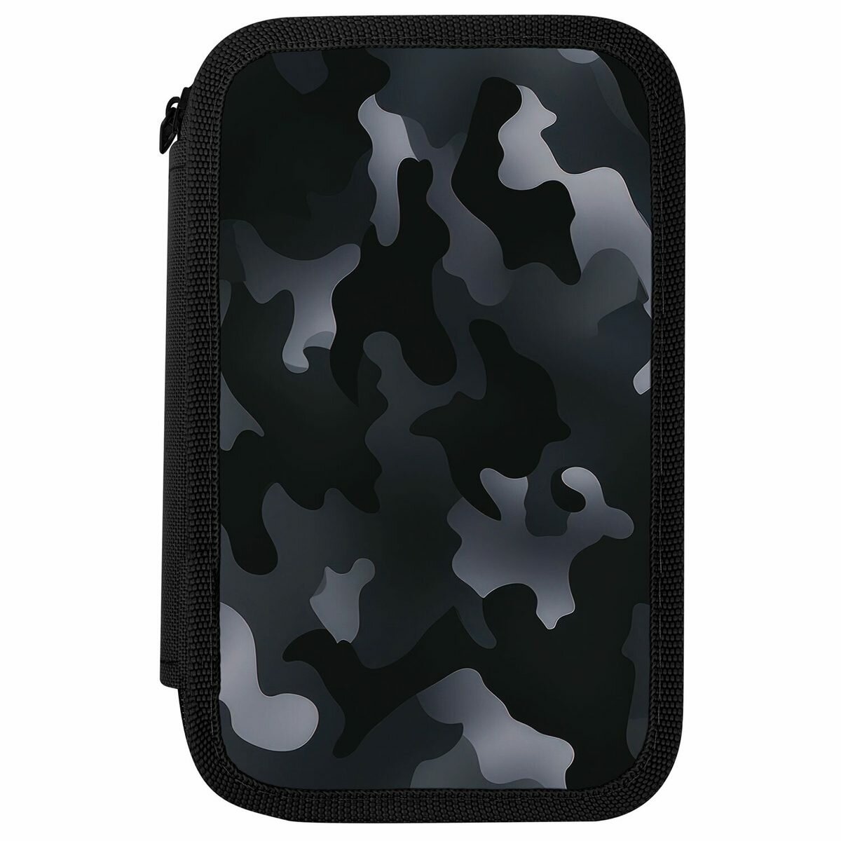 Пенал школьный 3 отделения Пифагор, ламинированный картон, 19х11см, "Black camo" (273489)