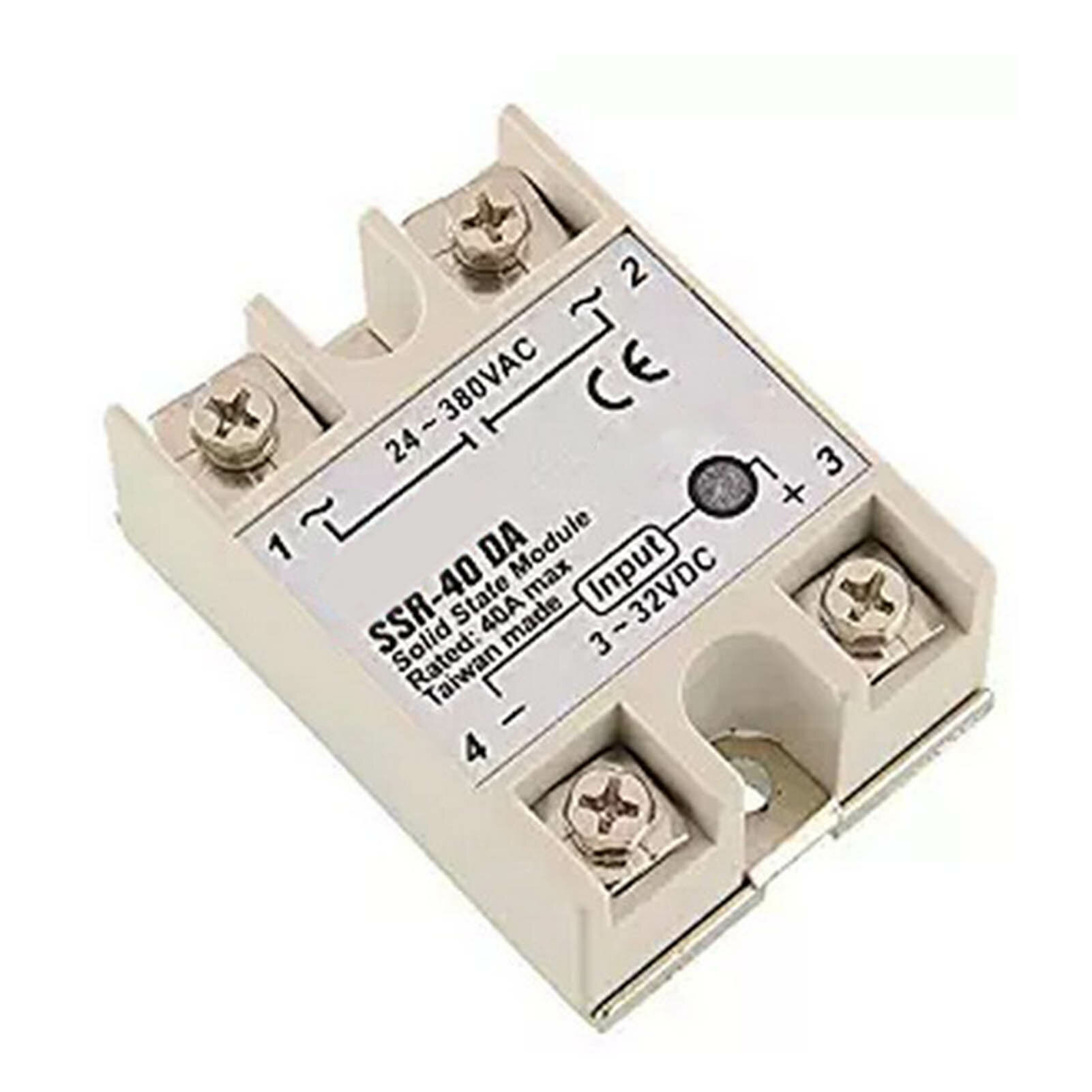Твердотельное реле, 1 фаза, DC/AC плата, 40A AC24‑380V SSR 40DA, пластиковый корпус, электронный компонент