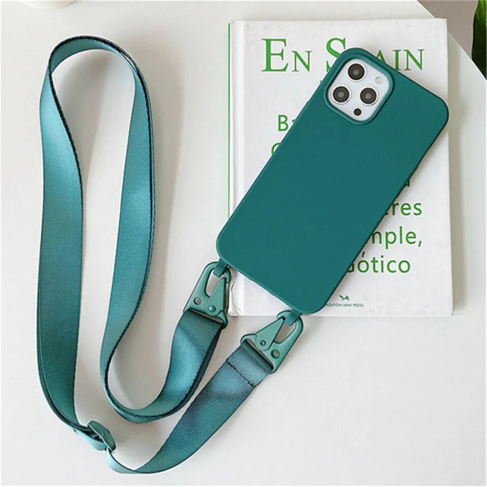 Чехол на iPhone 13 Pro Dark Green с ремешком