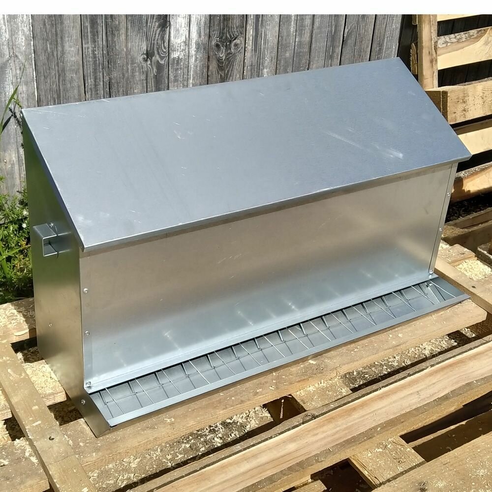 Кормушка бункерная для кур из нержавейки на 35 кг Непросыпайка, для индюков, гусей. уток, бройлеров -lj