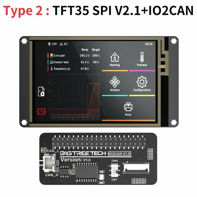 BIQU TFT35 SPI V2.1 сенсорный экран для 3D-принтера TFT35SPI and IO2CAN