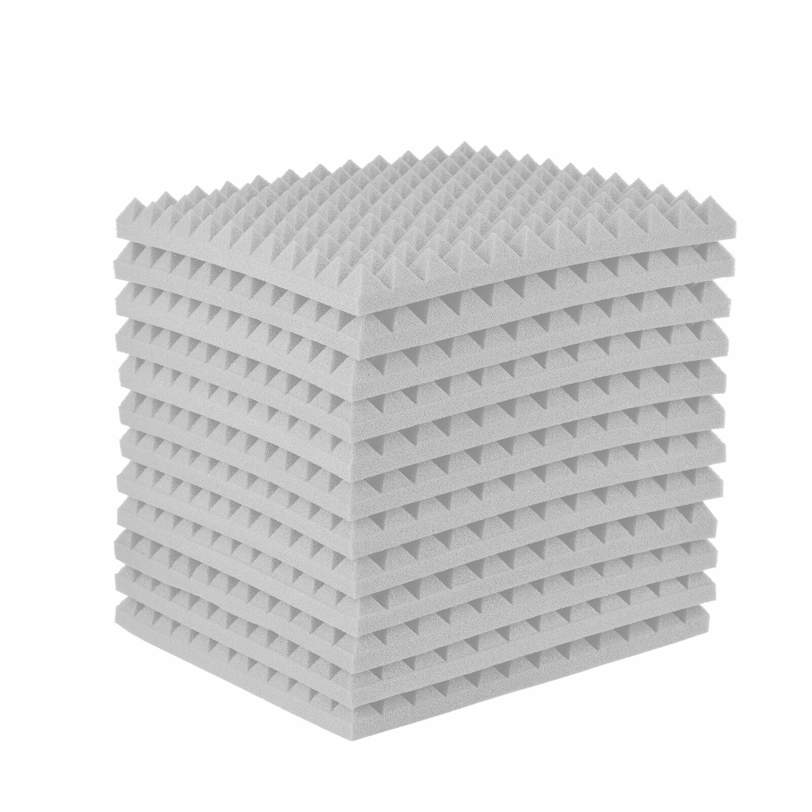 12 штук Акустические пены Плитки для звукоизоляции Высокая плотность Клинчатые плитки Обработка изоляции для стен Потолков 12*12*1.2 дюйма (Тип 1) Черный Синий Светло-серый