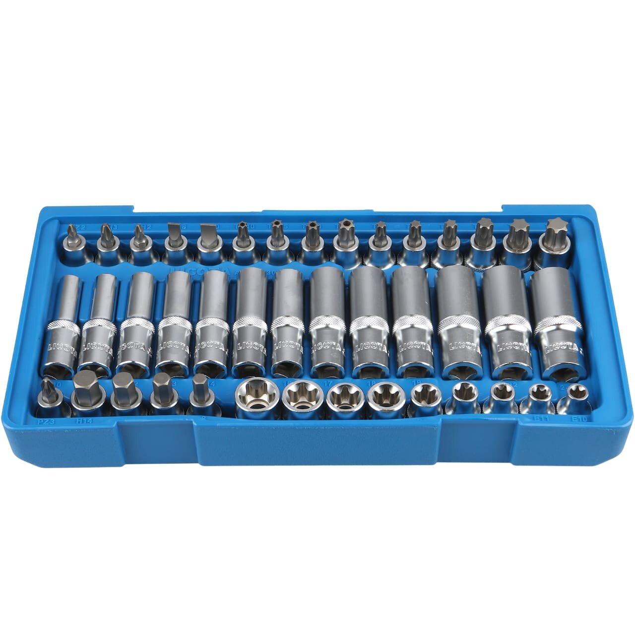 Licota ACK-B3003 Набор торцевых головок 1/2" с вставками, 42 пр, в ложементе-кейсе