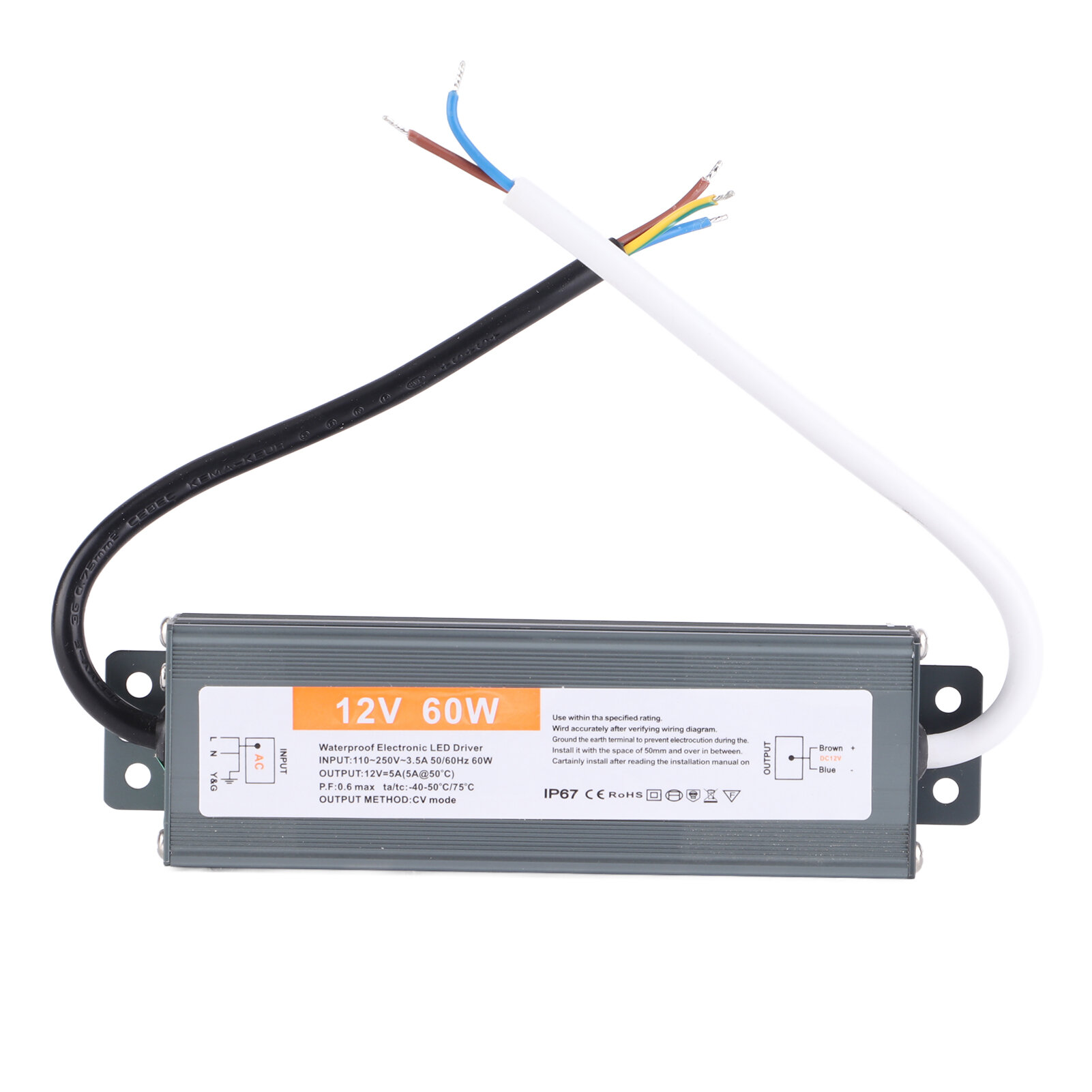 Ультратонкий водонепроницаемый блок питания 60 Вт для светодиодов, драйвер питания AC110250V (50/60 Гц) (DC12V)