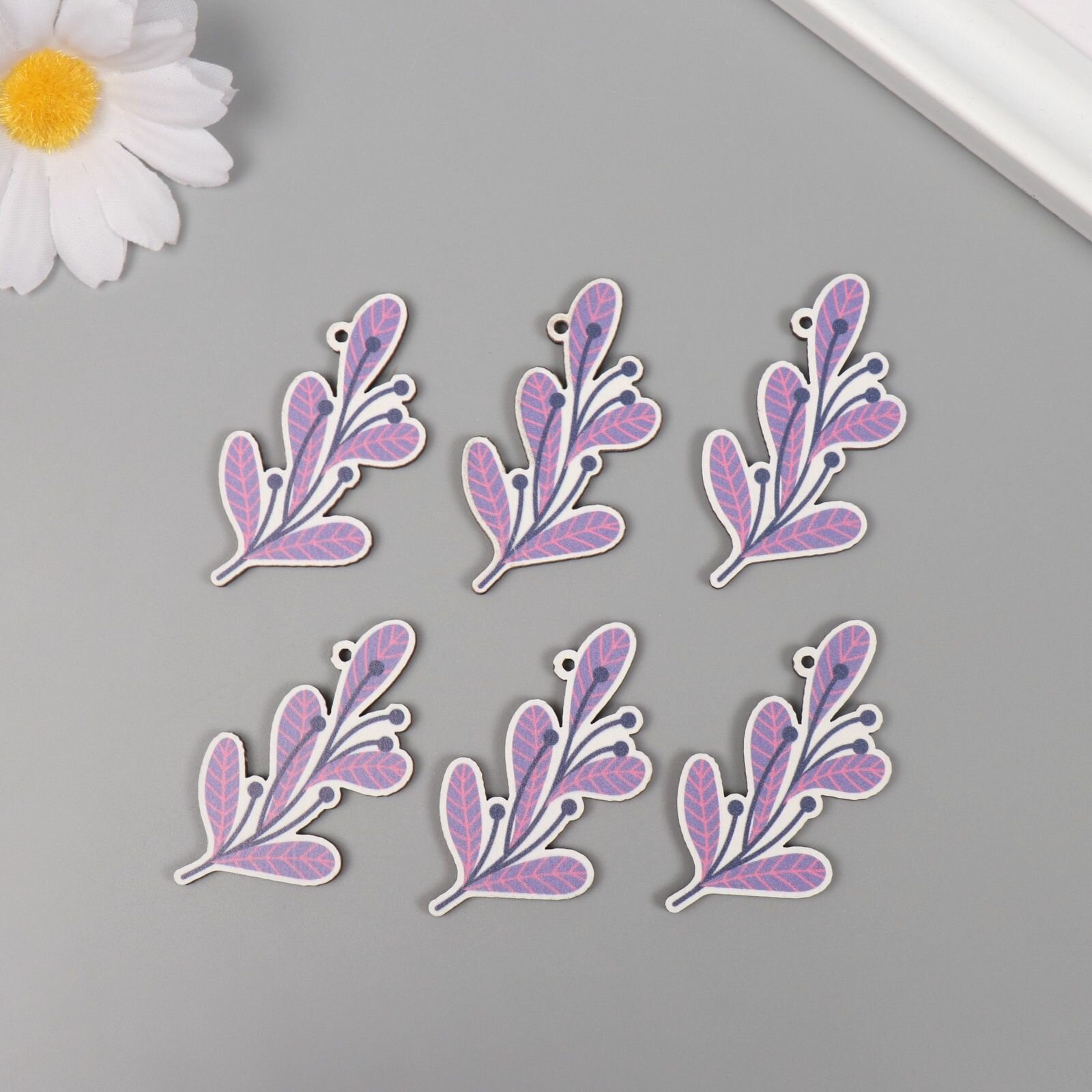 Декор для творчества дерево "Веточка" набор 6 шт 4,5х3х0,3 см