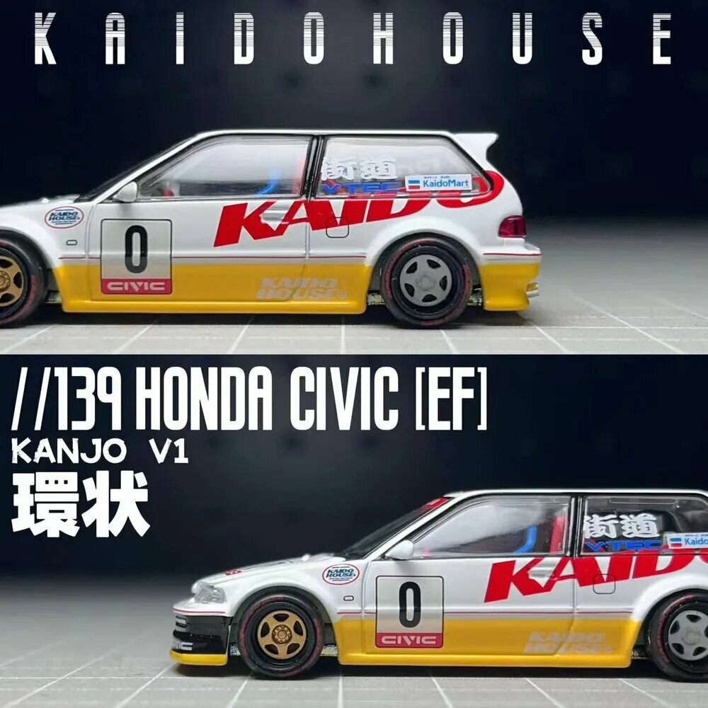 MINI GT+KAIDO HOUSE Khmg139 Honda Civic (EF) Kanjo V1 Под Давлением Автомобиль Модели 1/64 Kaido Works V1