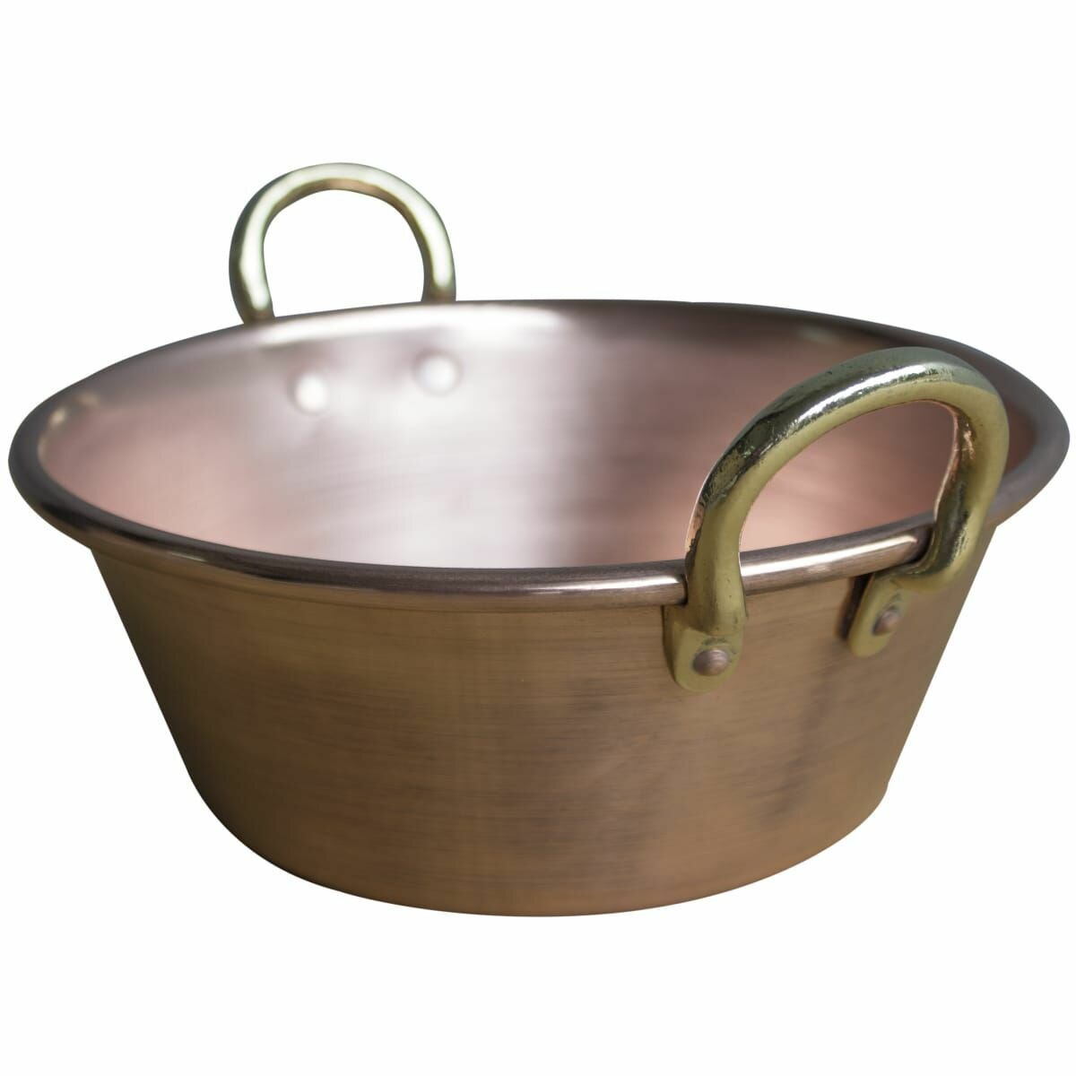 Медный круглый таз, 40 см, 2 ручки подойдет для разных задач на кухне.