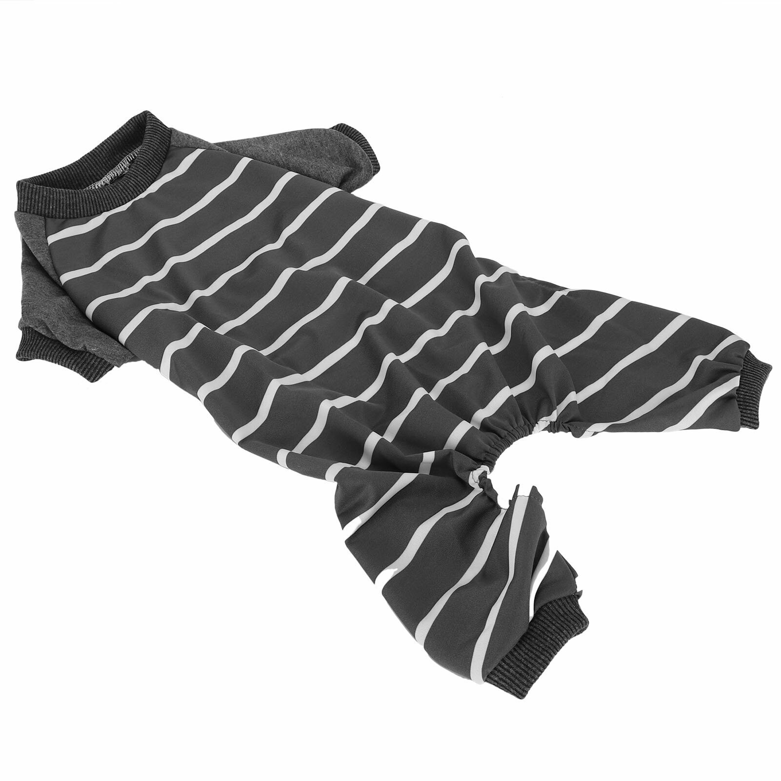 Домашний комбинезон для собак, мягкая одежда, боди для собак из полиэстера, рубашка в полоску с длинными рукавамиSY59, серый контрастный цвет S