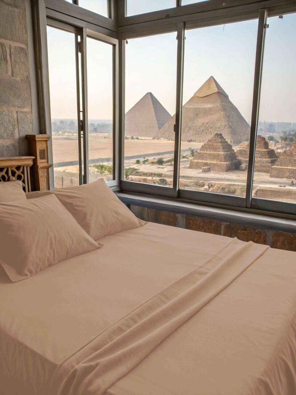 Постельное белье сатин Браш King Size на резинке 200х200х30 - "Травертин"